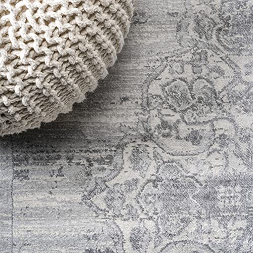 JONATHAN Y MDP103B-8 Modern Vintage Moroccan Medallion Indoor Area-Rug Country Easy-Cleaning Bedroom Kitchen Living Room Non Shedding, 8 X 10, Light Gray