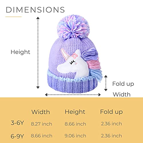 accsa Kids Knit Unicorn Beanie Hat with Gloves Girls Winter Beanie Hat with Pom Pom