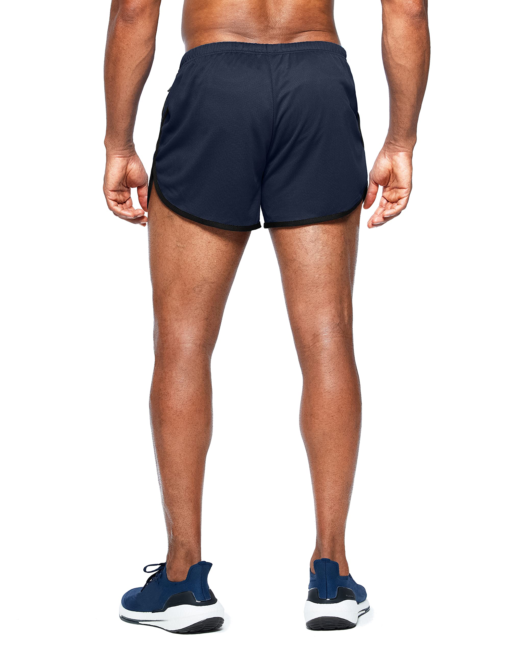 G Gradual Men's Running Shorts 3 Inch Quick Dry Gym Athletic Jogging Shorts with Zipper Pockets (Navy, X-Large)