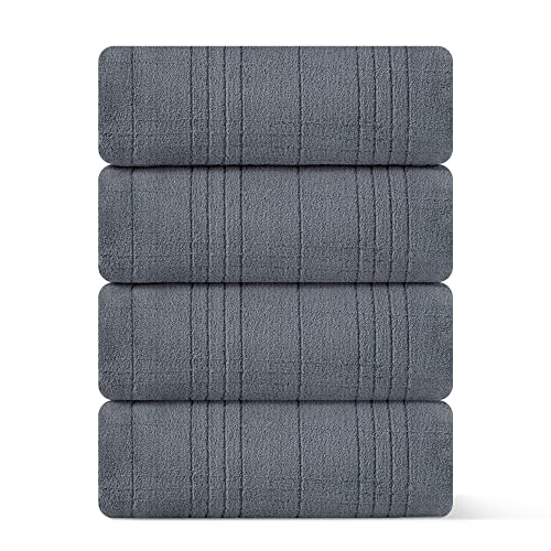 Oversized Bath Towel Set, 4 Piece Grey Extra Large Bath Towels 35"x70", Premium Microfiber Bath Towel Sheets, Ultra Soft, Highly Absorbent, Quick Dry, Bath Sheets Towels for Adults, Bathroom