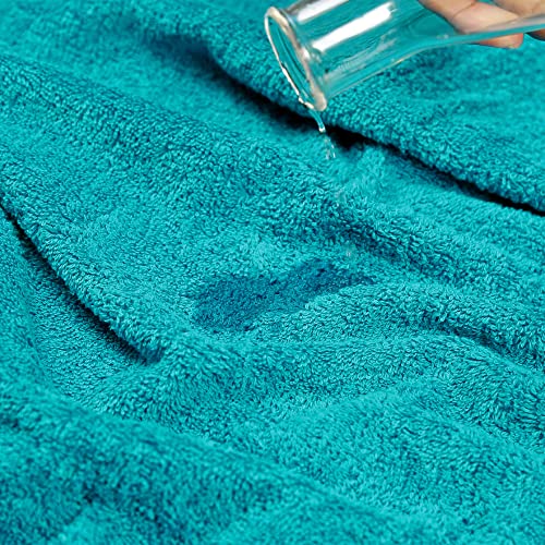 TRIDENT 6 Piece Bath Towels Set for Bathroom - 2 Bath Towel, 2 Hand Towel, 2 Washcloth 100% Cotton Soft and Plush Highly Absorbent, Soft Towel for Hotel & Spa - Aqua Green Teal