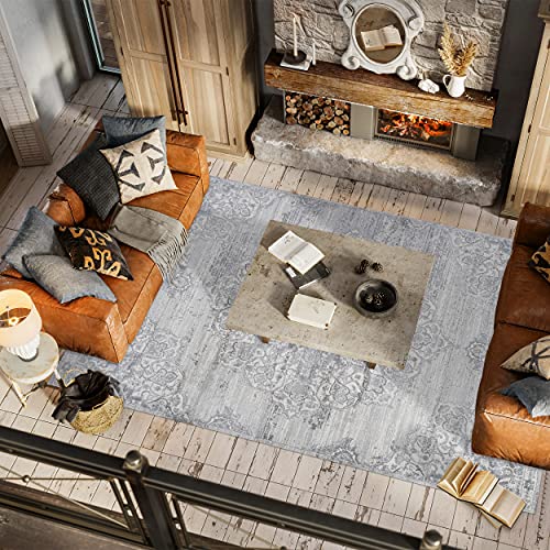JONATHAN Y MDP103B-8 Modern Vintage Moroccan Medallion Indoor Area-Rug Country Easy-Cleaning Bedroom Kitchen Living Room Non Shedding, 8 X 10, Light Gray
