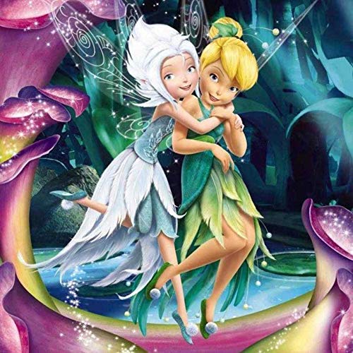 DIY 5D Diamond Art by Number Kits, Tinker Bell Fairy Angel Pretty Fairies Round Full Drill Acrylic Embroidery Cross Stitch Arts Craft Supply for Home Wall Decor Adults 11.8x11.8 inches
