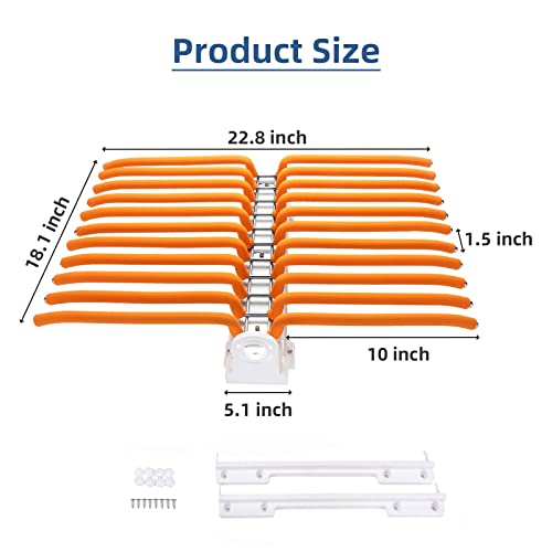 Pull Out Pants Rack for Closet 22 Arms, Pull Out Trousers Rack, 22.8”x18.1”x5.1”, Multi Functional Pull Out Pants Hanger Organizers, Dampening Buffer Sliding Rail, Maximum Load 33lbs, Orange