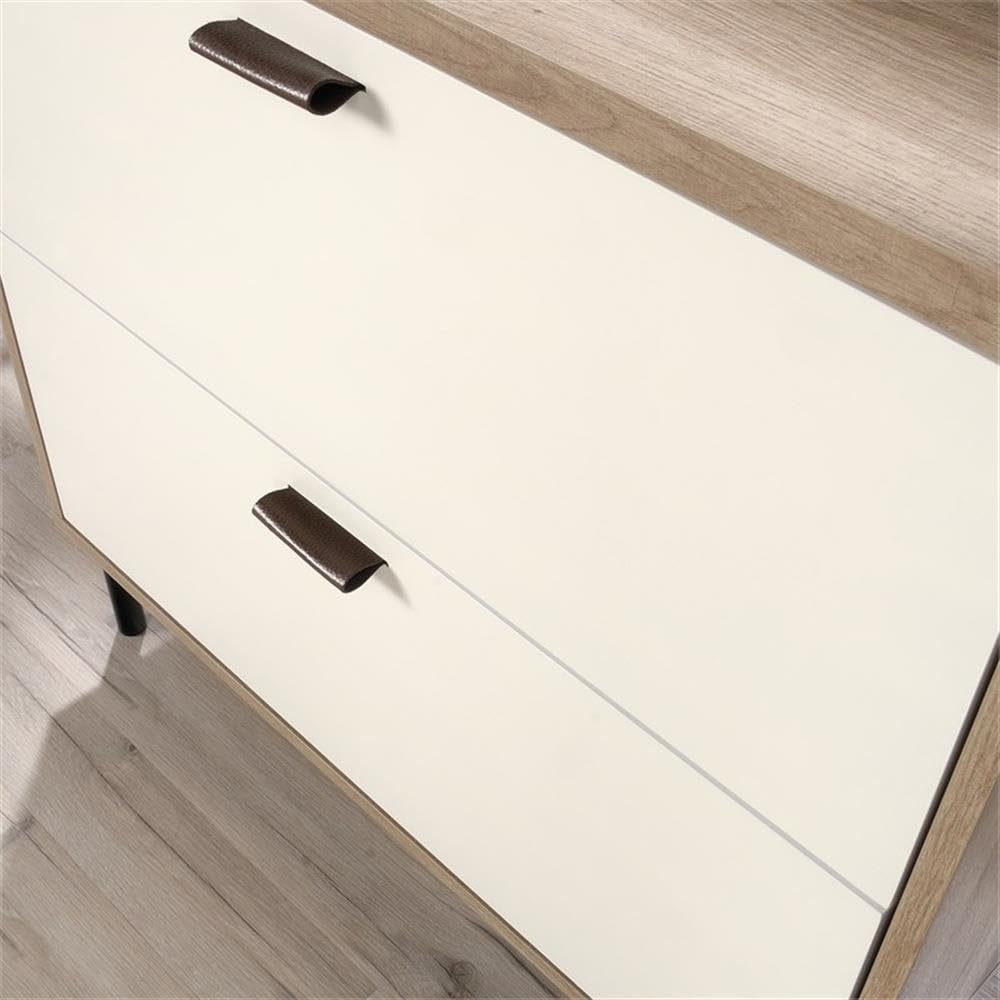 Sauder Anda Norr Wood Lateral File Cabinet with White Accents, Sky Oak Finish