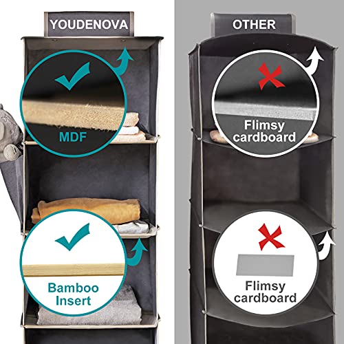 YOUDENOVA 6-Shelf Hanging Closet Organizer, 3-Shelf Closet Hanging Storage Shelves