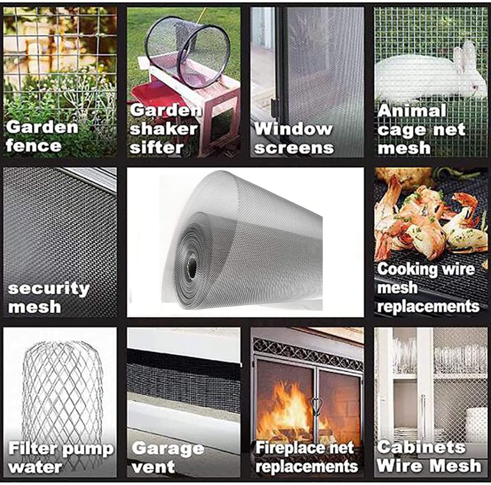 KISKIS 304 Stainless Steel Woven Wire Mesh, Wire Mesh Window Screen Mesh, Prevent Mouse Mice Snakes Hornets Rodents Entering,Easy to Cut and Install,120X300CM47X118INCH