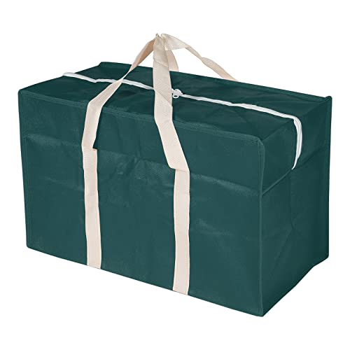 PATIKIL Closet Storage Bags, 23.6'' Length Clothes Blanket Organizer Foldable Bag with Carrying Handles for Bedding Clothing, Green