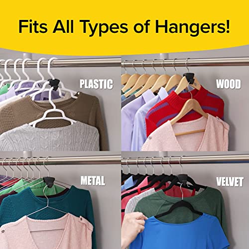 Ruby Space Triangles Original AS-SEEN-ON-TV, 8 Pack, Ultra- Premium Hanger Hooks Triple Closet Space 144 PC Value Pack, Black