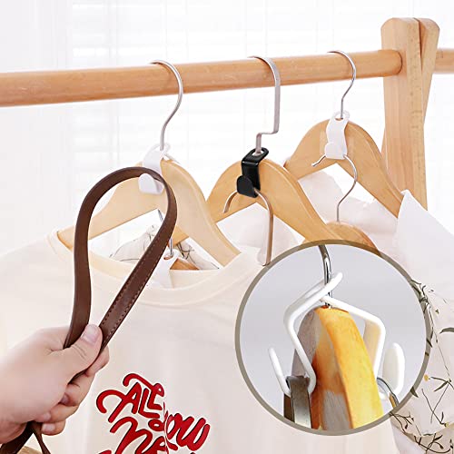 100Pcs Clothes Hanger Connector Hooks, Super Space Saving for Closet Heavy Duty Cascading Hanger Extender Hooks Plastic Closet Hanger Organizer (White & Black)