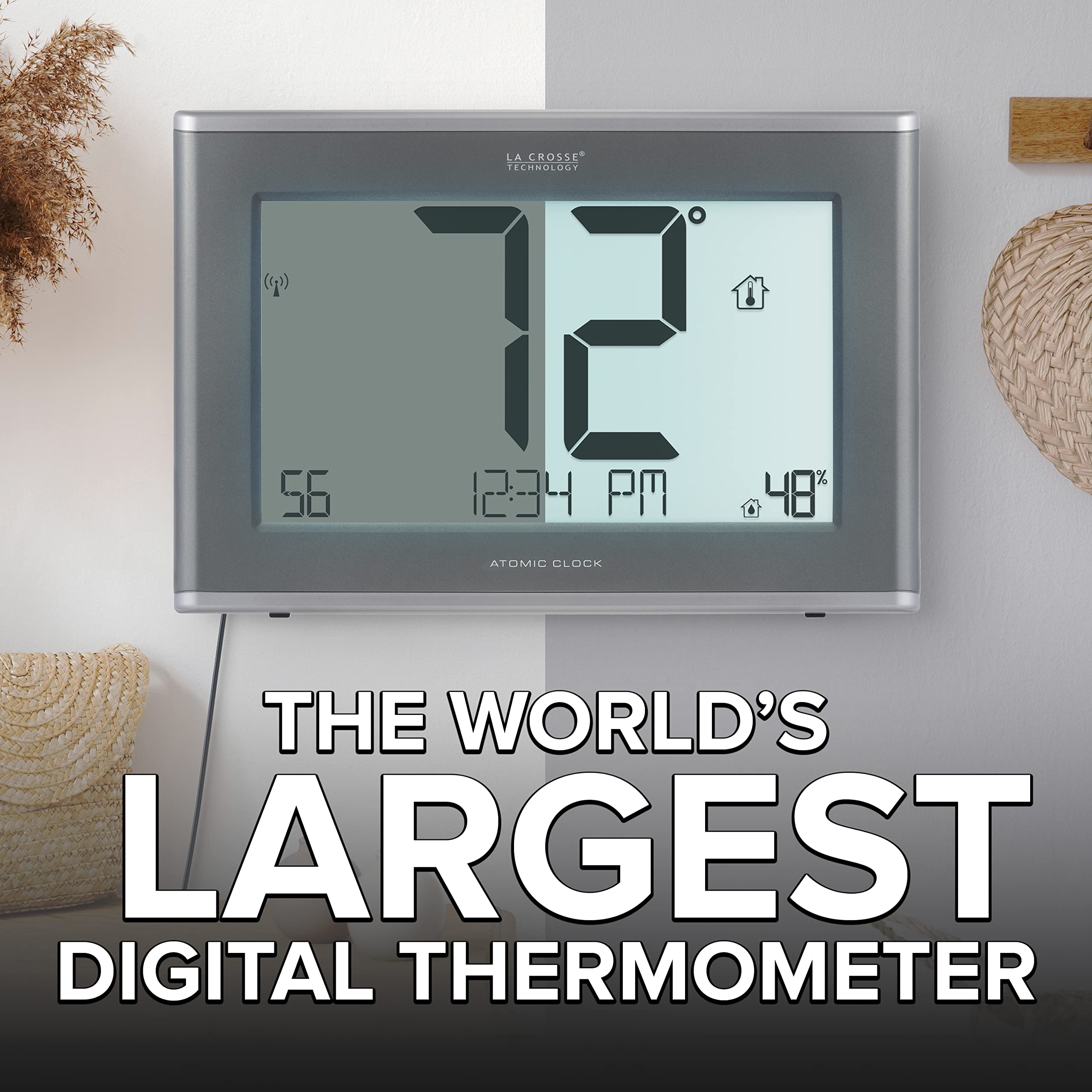 La Crosse Technology 513-21867-INT Extra-Large Slim Atomic Digital Clock with Backlight