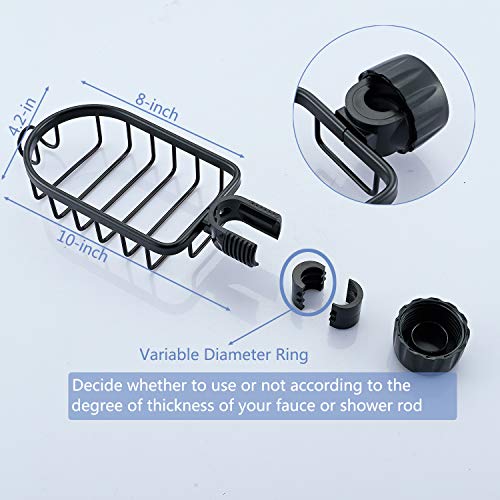 Kitchen Dish Sponge Holder Faucet Caddy Shower Rod Soap Basket,Faucet Shower Rod Assembled