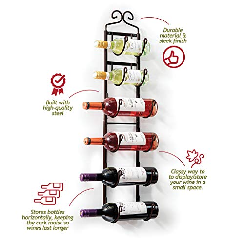 Sagler Towel Rack and Wine Rack - Bronze Wall Wine Rack - Wall Mounted Wine Rack fits up 6 Level Wine Bottles and Many Towels - fits as Bathroom Towel Holder, or Towel Hanger, or a Cap Rack