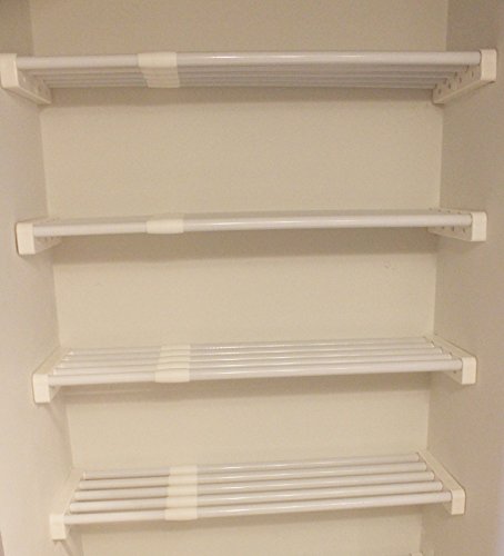 EZ Shelf - DIY Expandable Linen Closet Kit - Four 28"-48" Expandable Shelves - White