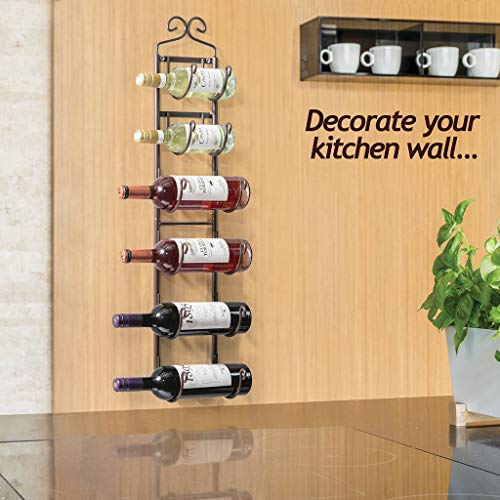 Sagler Towel Rack and Wine Rack - Bronze Wall Wine Rack - Wall Mounted Wine Rack fits up 6 Level Wine Bottles and Many Towels - fits as Bathroom Towel Holder, or Towel Hanger, or a Cap Rack