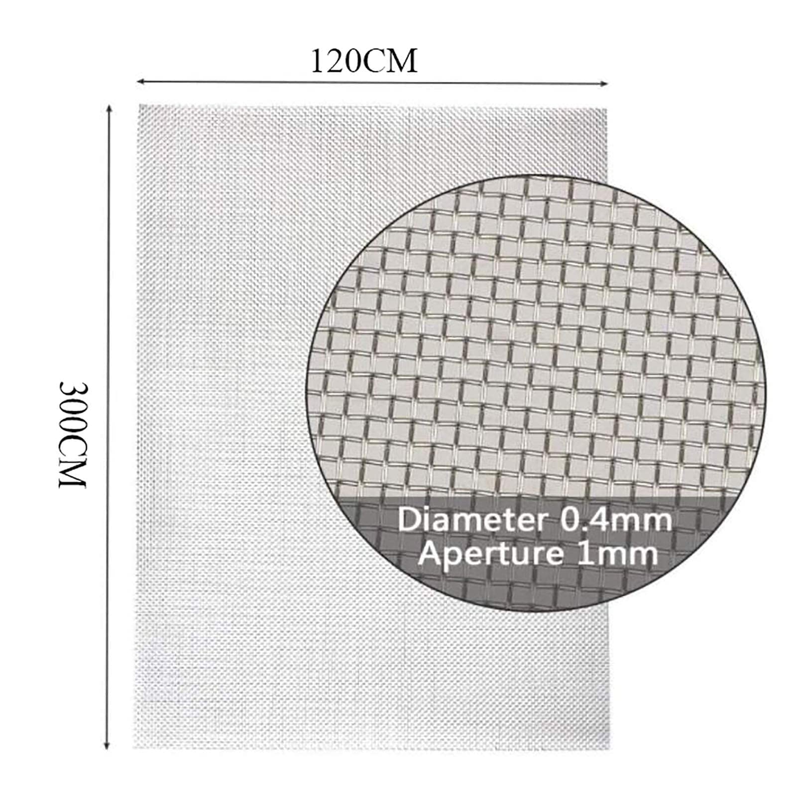 KISKIS 304 Stainless Steel Woven Wire Mesh, Wire Mesh Window Screen Mesh, Prevent Mouse Mice Snakes Hornets Rodents Entering,Easy to Cut and Install,120X300CM47X118INCH