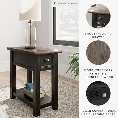 Signature Design by Ashley Tyler Creek Chair Side End Table, Light Brown & Whitewash