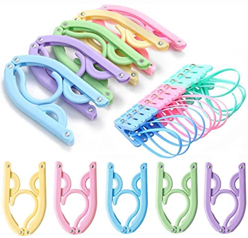20 Pcs Travel Hangers with Clips- Portable Folding Clothes Hangers Travel Accessories Foldable Clothes Drying Rack for Travel