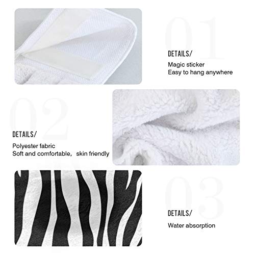 xigua Zebra Hanging Tie Towel Set of 2 Absorbent Soft Wipe Cloth Hanging Hand Towels for Kitchen Bathroom Home Decor