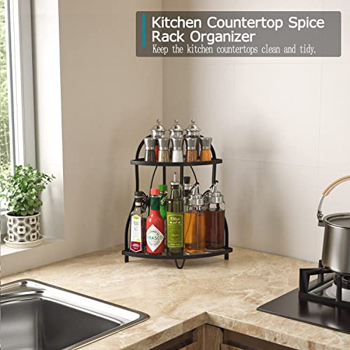 Tamomic 2 Tier Corner Bathroom Sink Organizer Countertop Shelves,Vanity Organizer Trays Shelf Storage with Decor Butterfly,Black