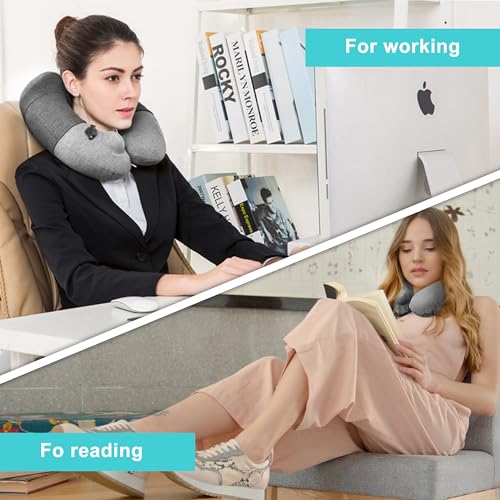 Travelicons Inflatable Travel Pillow,Neck Pillow for Traveling,Airplane Travel Pillw Improved Support Design for Car Sleeping