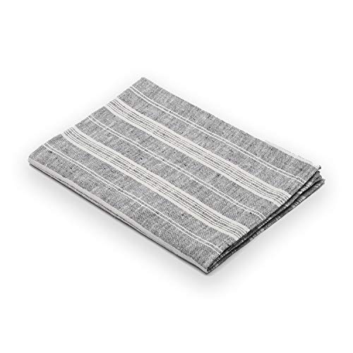 LinenMe 0101602 Towel Multistripe 26" x 53", Made in Europe, Bath Sheet, European Linen, Machine Washable, Super Absorbent, 26 x 51, Black/White