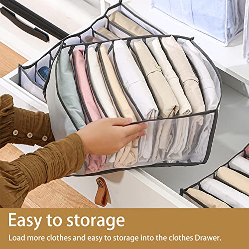 OHEMDI 4 Pack Wardrobe Clothes Organizer and Storage for Bedroom for Folded Clothes (Grey)