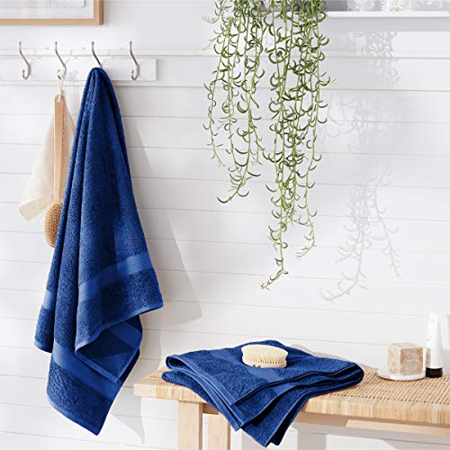 Amazon Basics Fade-Resistant Cotton Bath Sheet - 2-Pack, Navy Blue