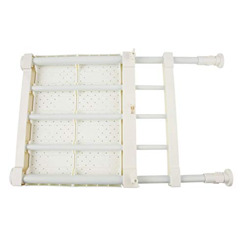Closet Tension Shelf Expandable, Adjustable Metal Storage Rack with Rod Closet Tension Storage Rack for Cabinet Wardrobe Cupboard(M-White)