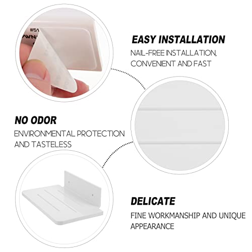 Wall Shelf Bathroom Shelves Self Adhesive Floating Shelves Wall Mounted Shower Caddy Bathroom Racks for Shampoo Toiletries Kitchen White White Shelf