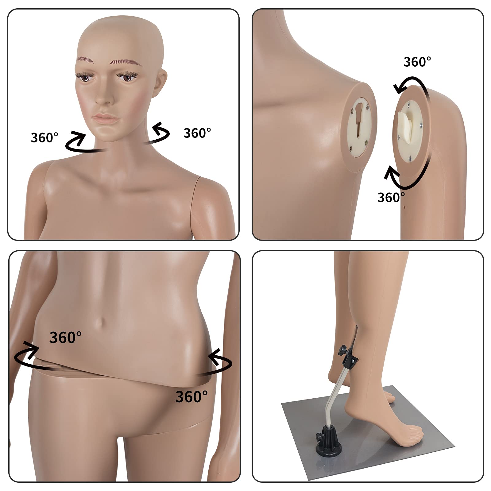 Female Mannequin Full Body Adjustable Mannequin Torso Dress Form with Metal Base 69inches