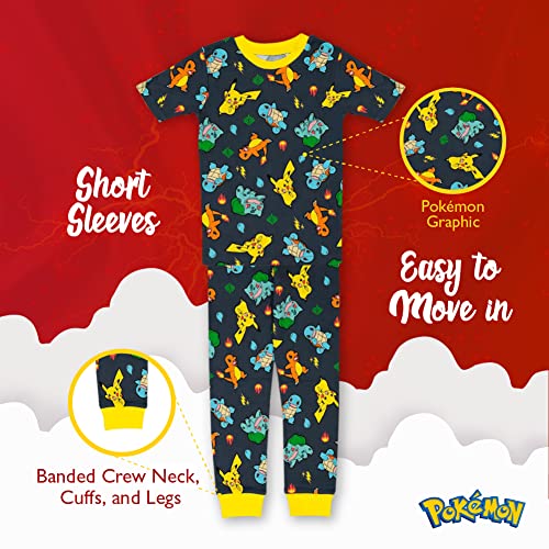 Pokemon Boys’ 6-Piece Snug-Fit Cotton Pajamas Set, Poke Treasure, 6