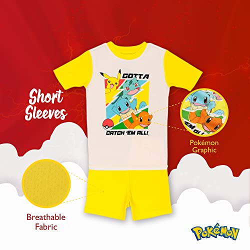 Pokemon Boys’ 6-Piece Snug-Fit Cotton Pajamas Set, Poke Treasure, 6