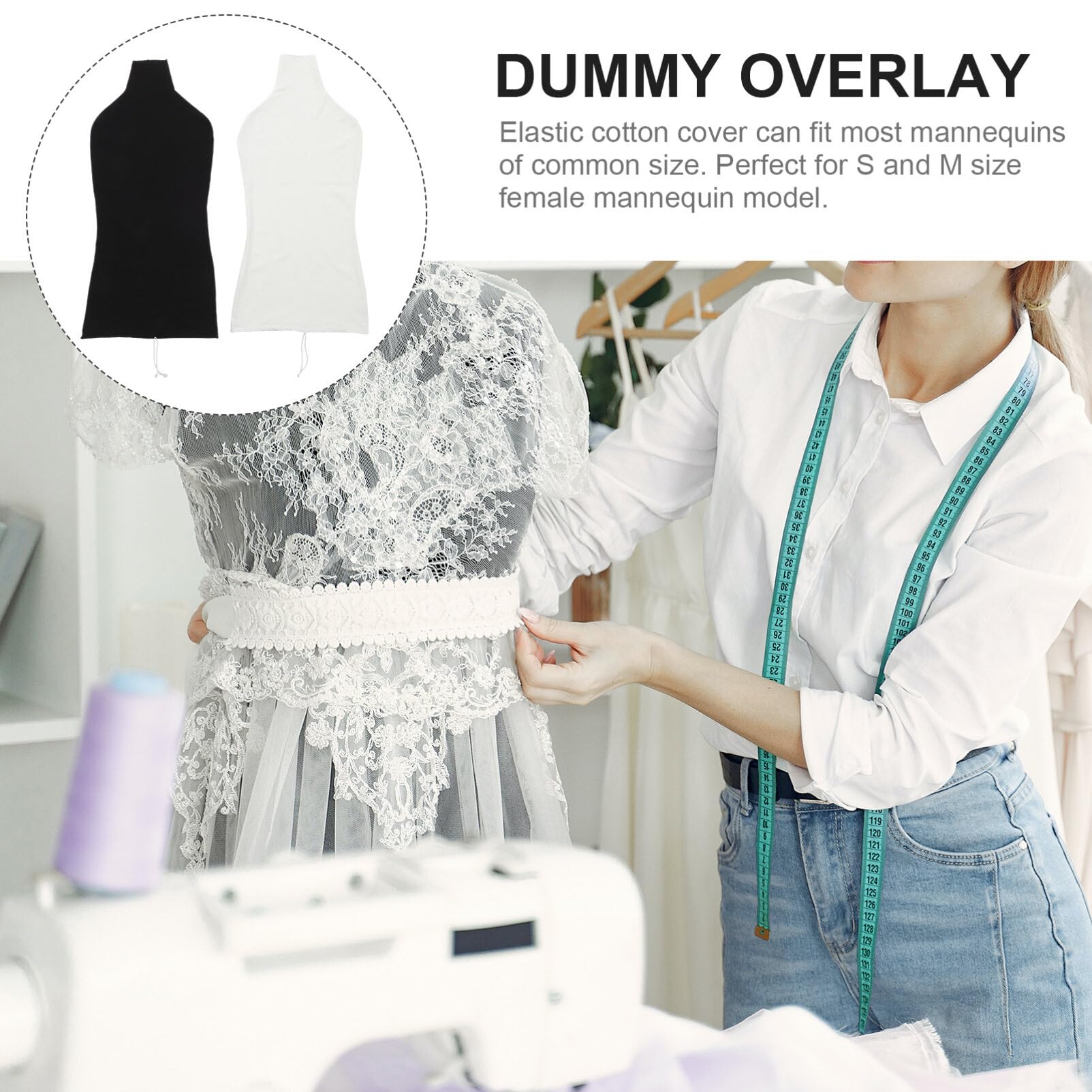 2pcs Female Dress Form Mannequin Torso Body Cover Mannequin Tailors Body Lace Cover for Clothing Jewelry Display Model Display
