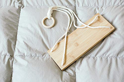 Kuratere Bamboo Hanging Wall Shelf - Indoor BoHo Plant Shelf - Macrame Rope 12 Inch Eco Friendly Wooden Floating Shelves for Organized Bedrooms, Living Rooms, Closets or Bathrooms
