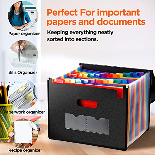 Large Accordion File Organizer, 24 Pockets Legal File Folder, Expanding File Folder for Legal/Letter/A4 Size Papers, Receipt, Bills, Important Documents