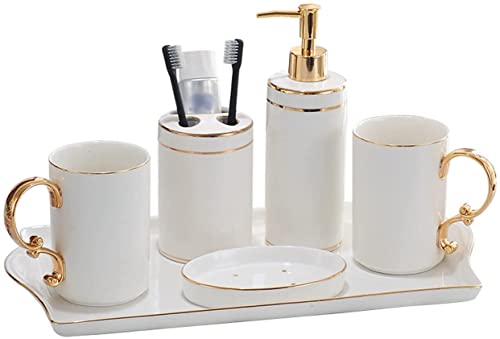 DVTEL Bathroom Five-Piece Set, Wash and Gargle Set, Simple Couple, Brush Teeth, Gargle Cup, Ceramic Bathroom Supplies