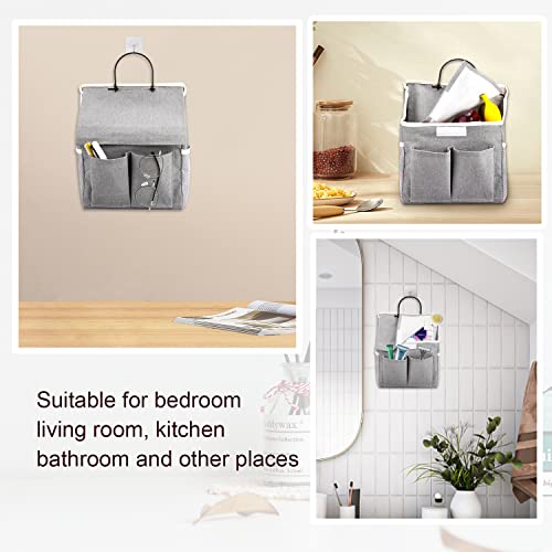 LYroo Gray Wall Organizer Hanging Basket with Lid Hanging Organizer Bag for Bathroom Bedroom Kitchen Dorm Room Essentials Rv Storage and Organization Locker Organizer