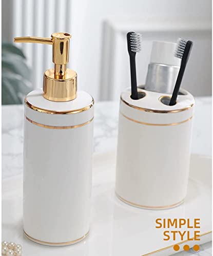 DVTEL Bathroom Five-Piece Set, Wash and Gargle Set, Simple Couple, Brush Teeth, Gargle Cup, Ceramic Bathroom Supplies