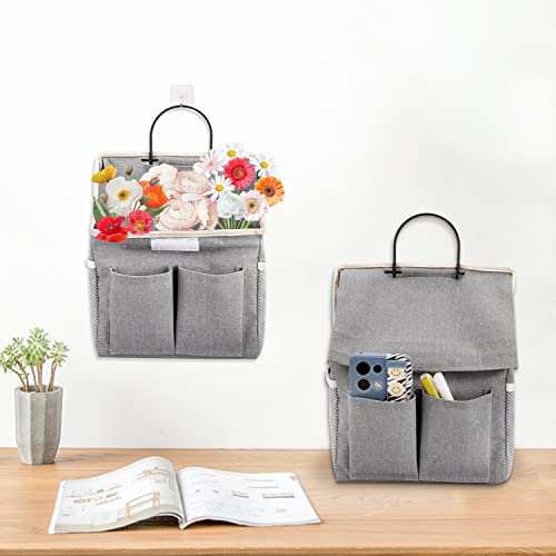 LYroo Gray Wall Organizer Hanging Basket with Lid Hanging Organizer Bag for Bathroom Bedroom Kitchen Dorm Room Essentials Rv Storage and Organization Locker Organizer