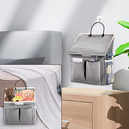 LYroo Gray Wall Organizer Hanging Basket with Lid Hanging Organizer Bag for Bathroom Bedroom Kitchen Dorm Room Essentials Rv Storage and Organization Locker Organizer