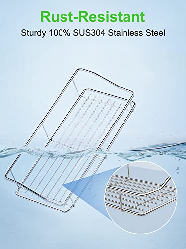SMARTAKE 2-Pack Shower Caddy, Adhesive Bathroom Shelf Wall Mounted, No Drilling Strong Shower Caddies Kitchen Racks - Stainless Steel Storage Organizers (9.9 Inches), Silver