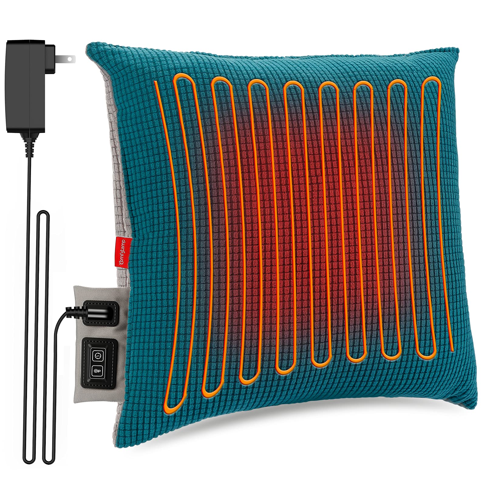 Comfytemp Heated Pillow for Lumbar Support, FSA HSA Eligible Electric Pillow for Back Pain, Flannel USB Heating Pillow for Period Cramp, Abdomen, Neck, Leg, Birthday Gifts for Women/Men-17.7" x 17.7"