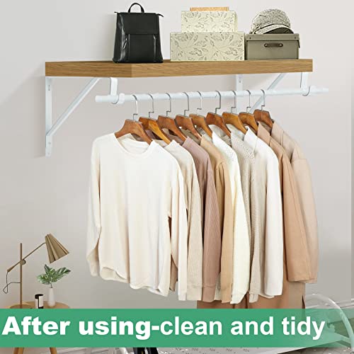 Closet Rod Bracket, 3 Pack Heavy Duty Closet Rod Support 11×10.2×1 Inch, White Closet Shelf & Rod Brackets Holder, Wall Mounted Shelf Rod Hangers Hooks with Screw