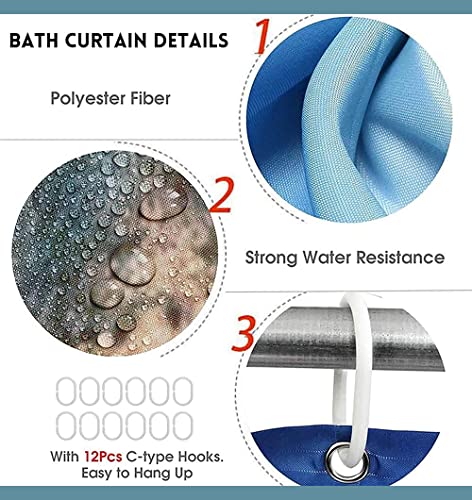 4 Piece Cool Anime Shower Curtain Set with Non-Slip Rug Toilet Lid Cover Bath Mat,Waterproof Shower Curtains Sets for Bathroom With12 Hooks 72x72 inches, 23
