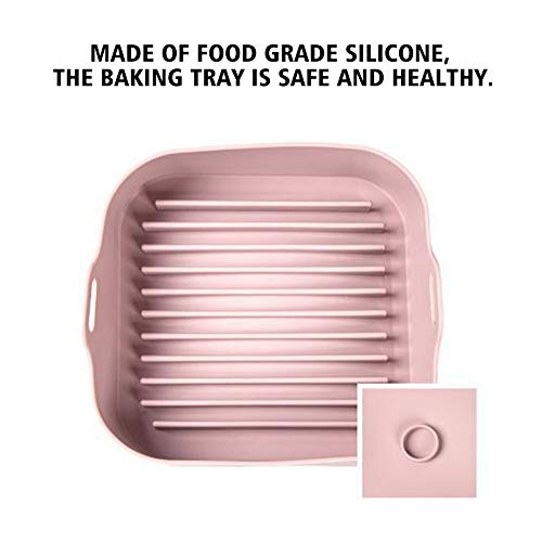 EMVANV Air Fryer Pot, Silicone Square Replacement Basket Grill Pan Baking Microwave Oven Square Tray Air Fryer Oven Accessories
