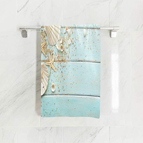 SUABO Seashells Hand Towel Dish Towels Cotton Face Towel 30x15 inch Gym Yoga Towels for Bath Decor