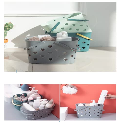 3Pack Portable Shower Caddy Tote Plastic Storage Basket,Heart Shaped Bath Basket Storage Basket with Handle for Bathroom, Pantry, Kitchen, College Dorm