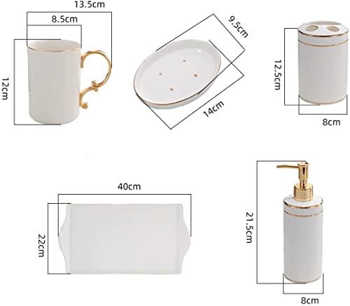DVTEL Bathroom Five-Piece Set, Wash and Gargle Set, Simple Couple, Brush Teeth, Gargle Cup, Ceramic Bathroom Supplies