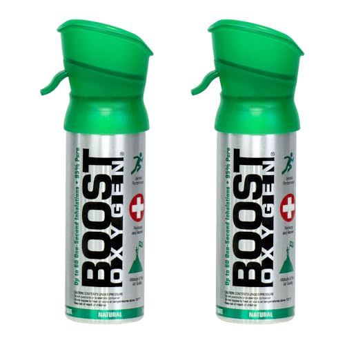 Boost Oxygen Pocket Size Natural Aroma 3 Liter Canister | Respiratory Support for Aerobic Recovery, Altitude, Performance and Health (2 Pack)
